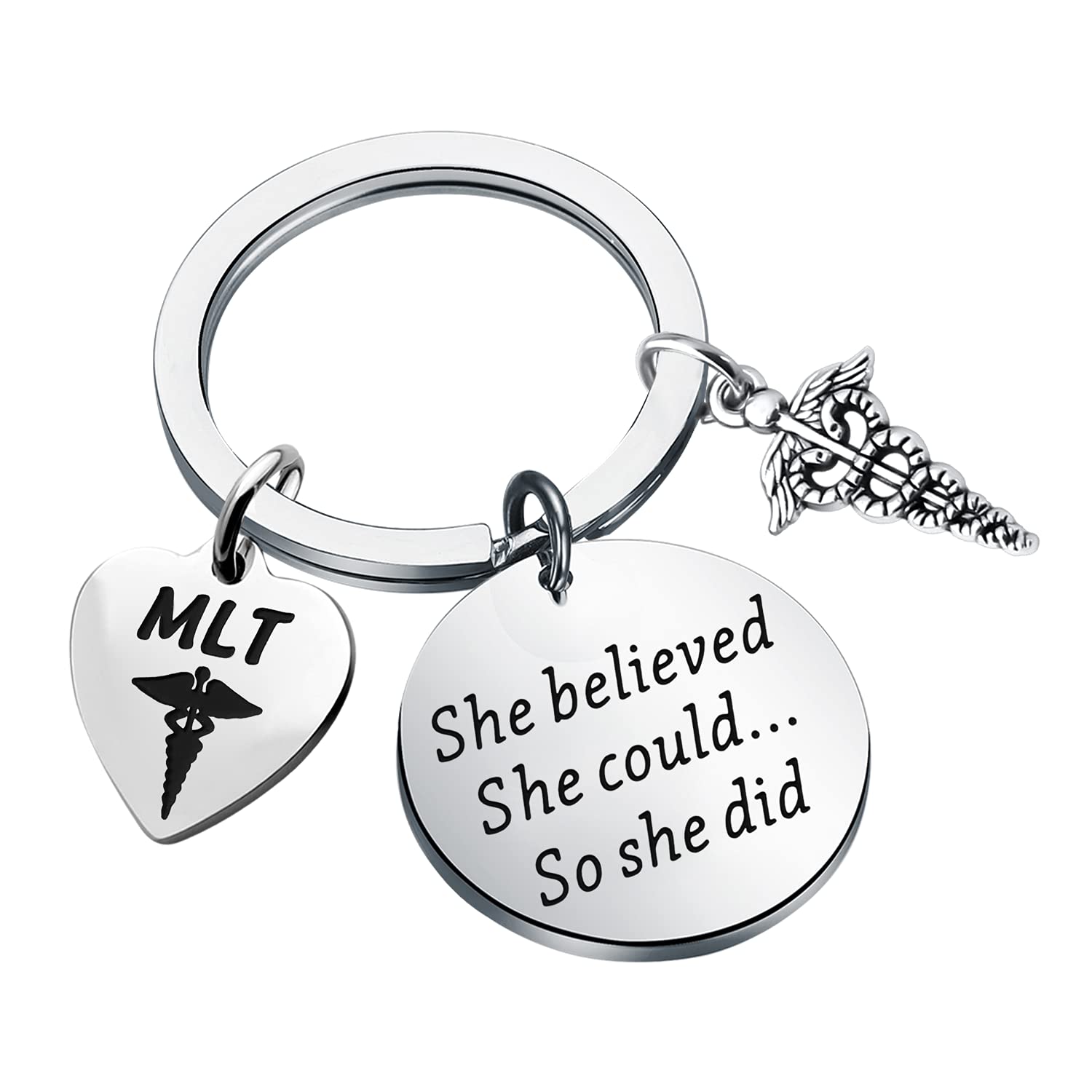ENSIANTH MLT Gift Medical Lab Technician Keychain She Believed She Could So She Did Mlt Graduate Gift (MLT She believed KR)