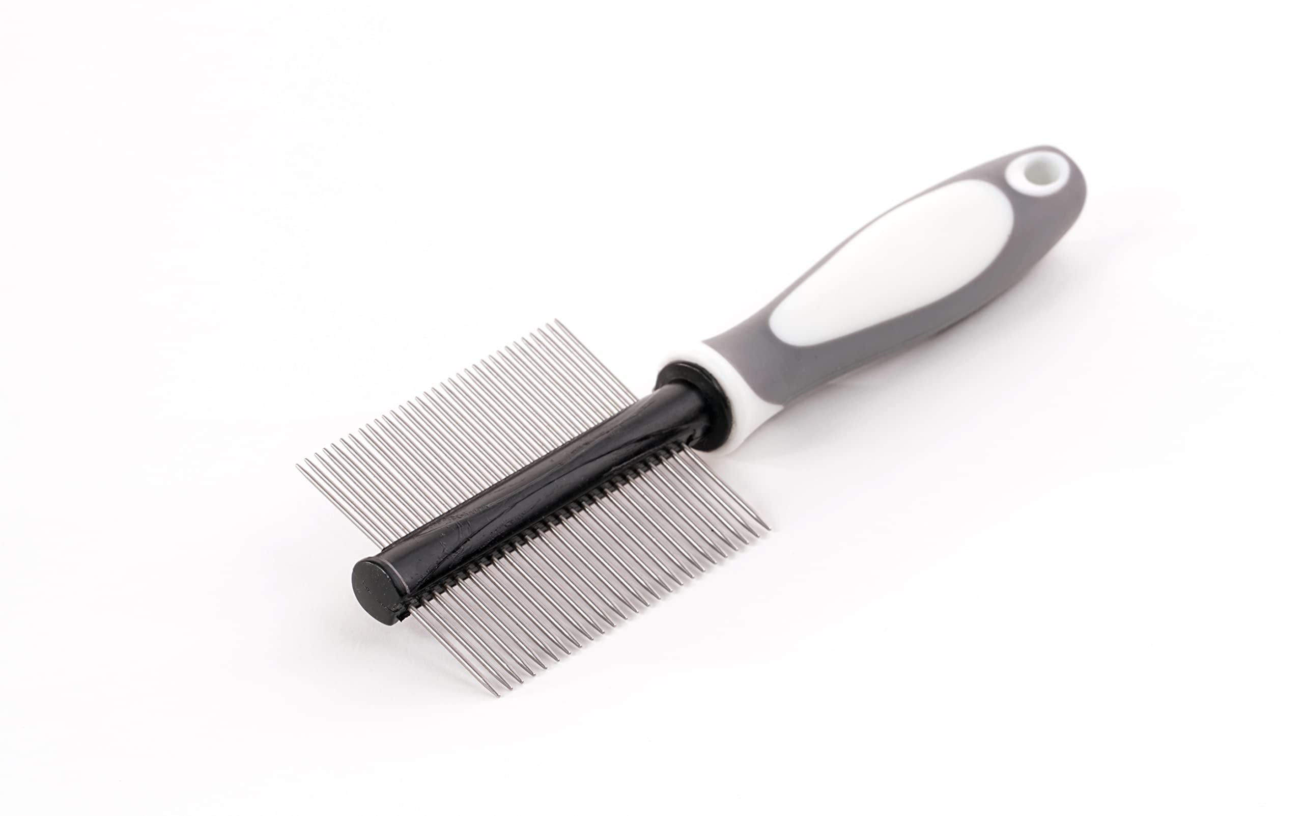Precious Tails Double-Sided Pet Pin Comb - Dual-Action Flea Removal & Tangle-Free Grooming Tool for Dogs and Cats, Gentle on Skin, Ideal for All Fur Types