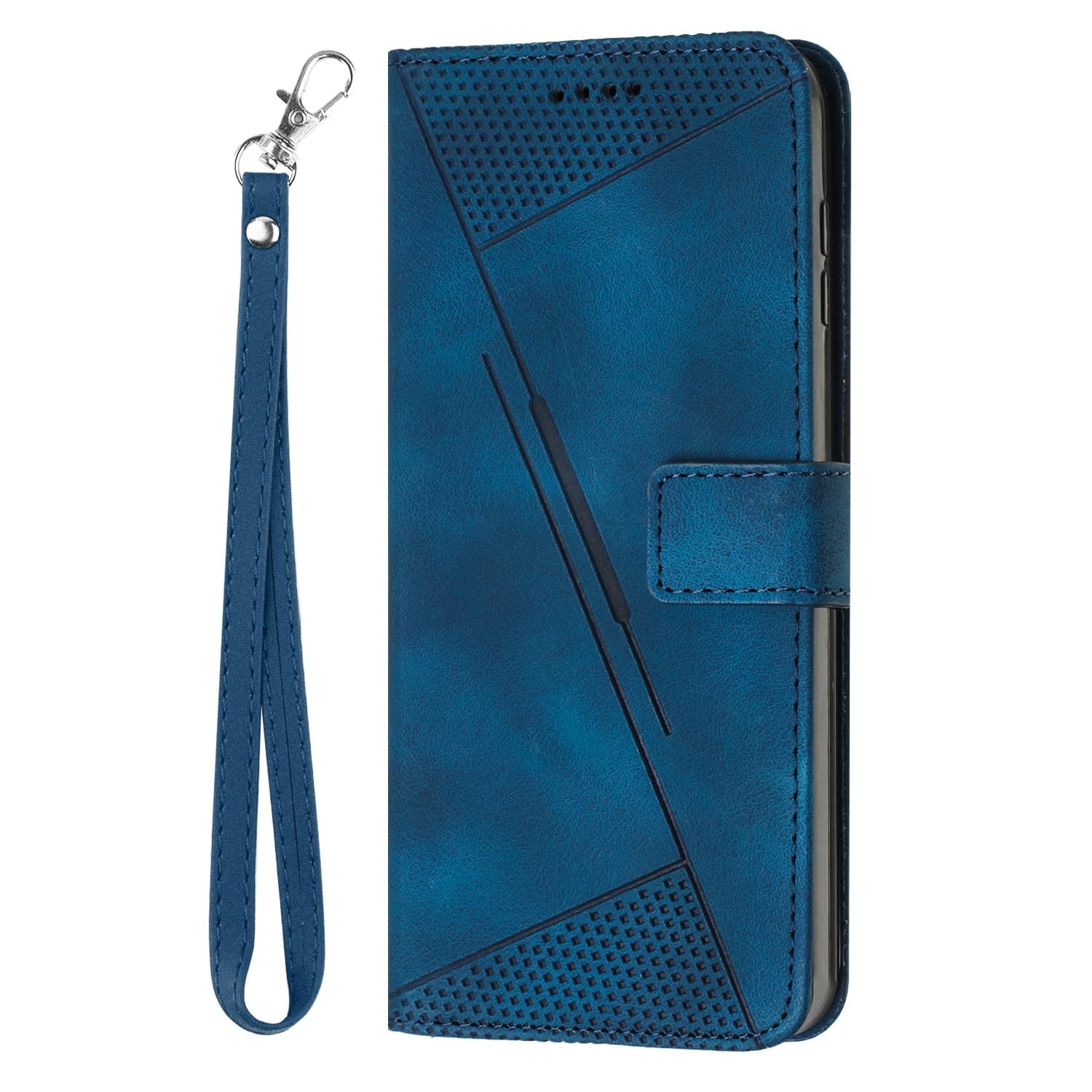 FACSER Flip Shockproof Case Compatible with Infinix Hot 20 5G Wallet Flip Phone Case Card Slot Holder Flip Cover Phone Case Wrist Strap Phone Case Compatible with Infinix Hot 20 5G (Color : Blue)