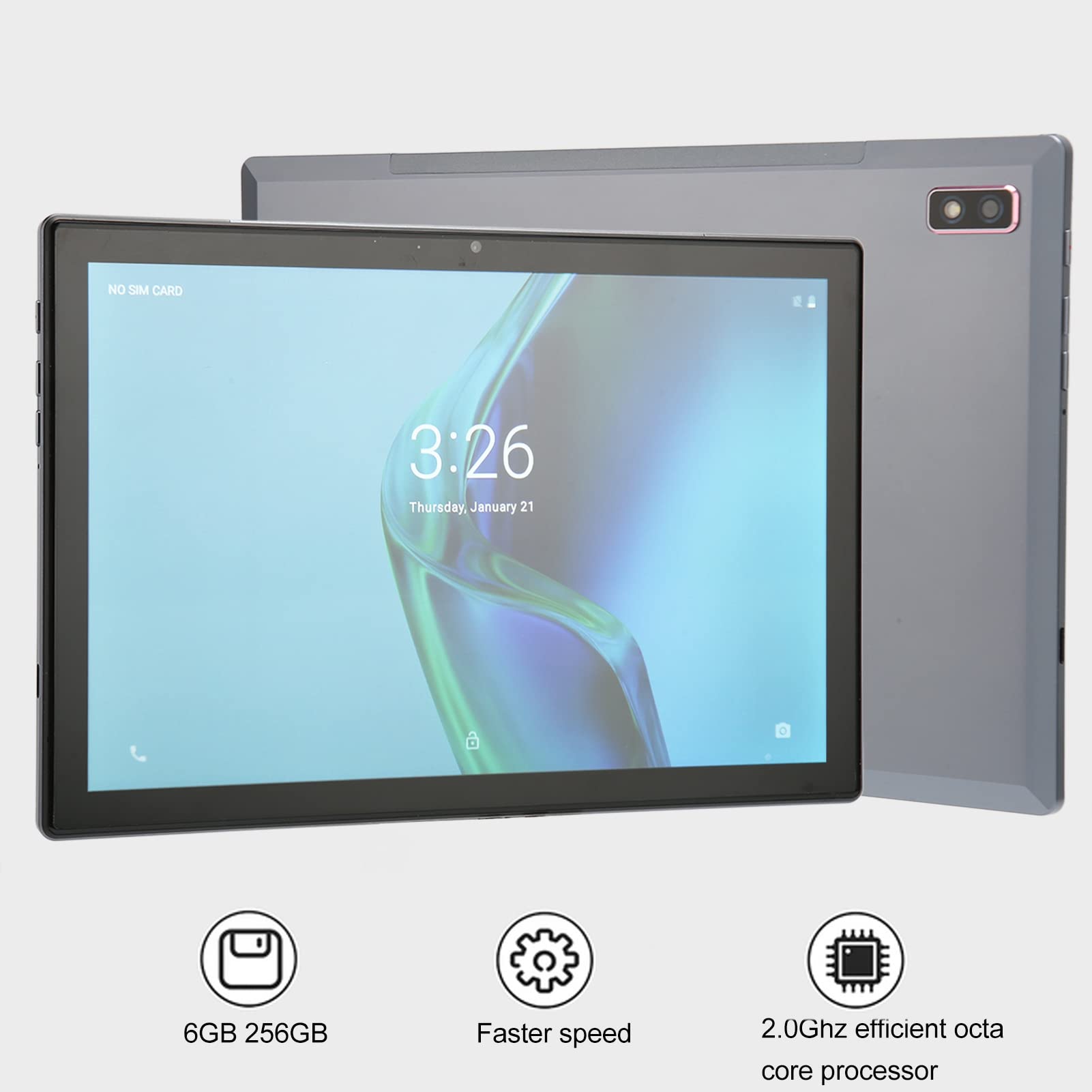 HD Tablet, 2.4G 5G Dual Band Night Reading Mode IPS Screen 6GB 256GB 100-240V Gaming Tablet Gray for Android 11 for Reading (Grey)