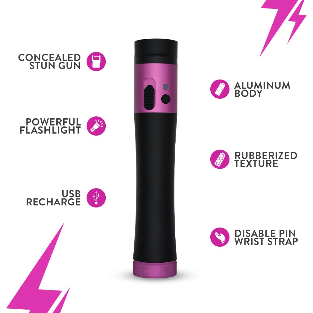 Guard Dog T-10000 Stun Gun Flashlight, Rechargeable with Safety Pin, Car Charger Included, Wrist Strap