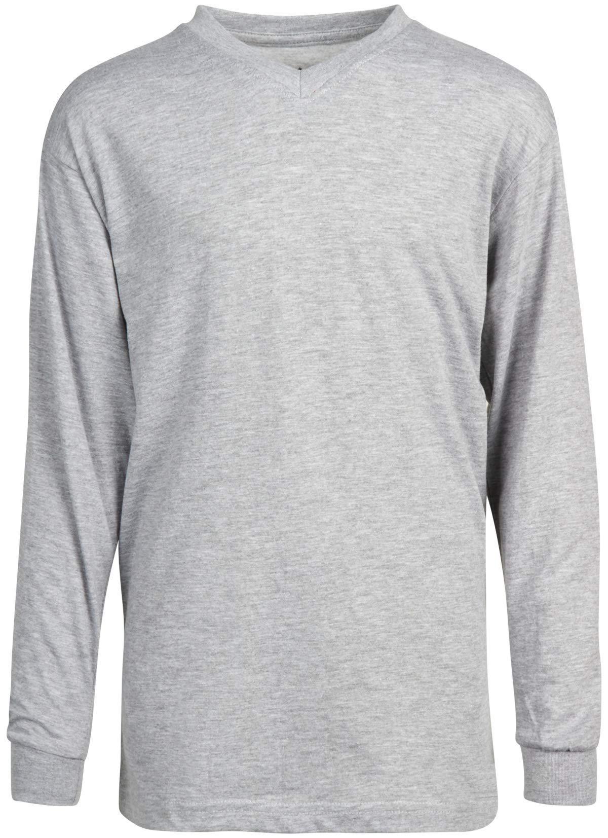Galaxy by Harvic Boys’ Long Sleeve T-Shirt – 4 Pack Basic Solid V-Neck Shirt – Long Sleeve Base Layer Top for Boys (S-XL), Size Large, Black/White/Heather Grey/Navy
