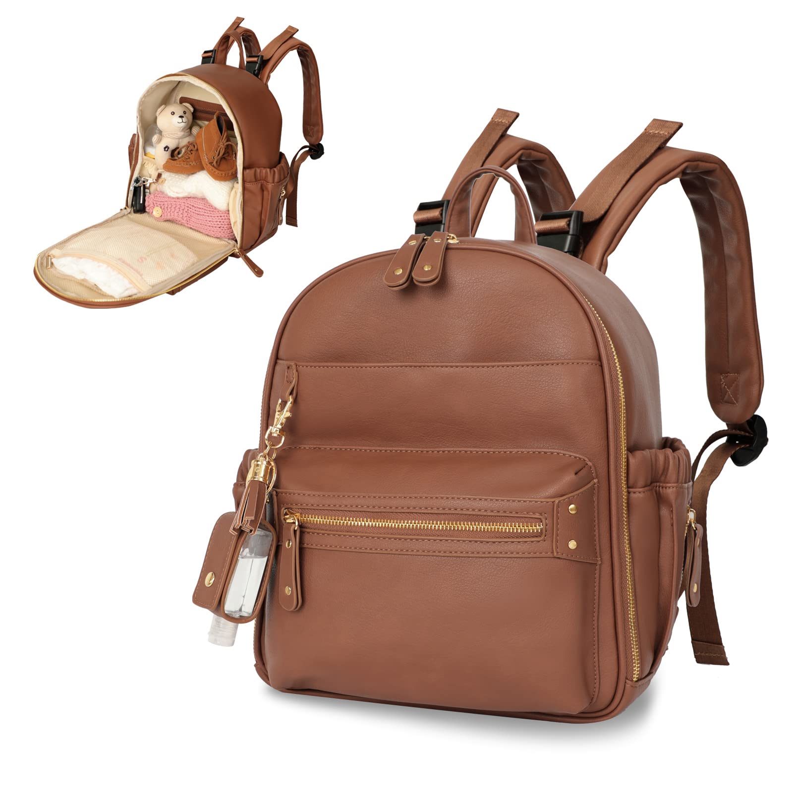 miss fong Diaper Bag Backpack Leather Diaper Bag(Regular Size & Mini Size)