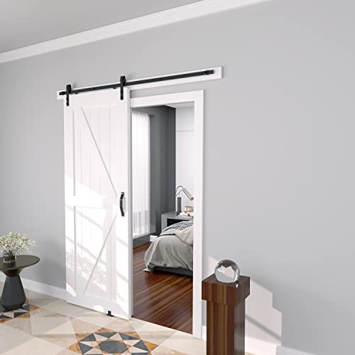 JZVXX 6FT Barn Door Hardware kit, Barn Door Track, Sliding Door Hardware kit, Easy to Install- Mini Version- Combination Track Mode- Step by Step Manual Included.(JD-6FT-mini-5)