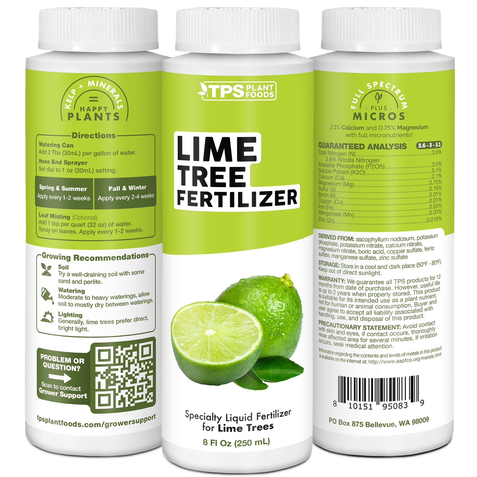 Lime Tree Fertilizer for All Lime and Citrus Trees, Liquid Plant Food 8 oz (250mL)