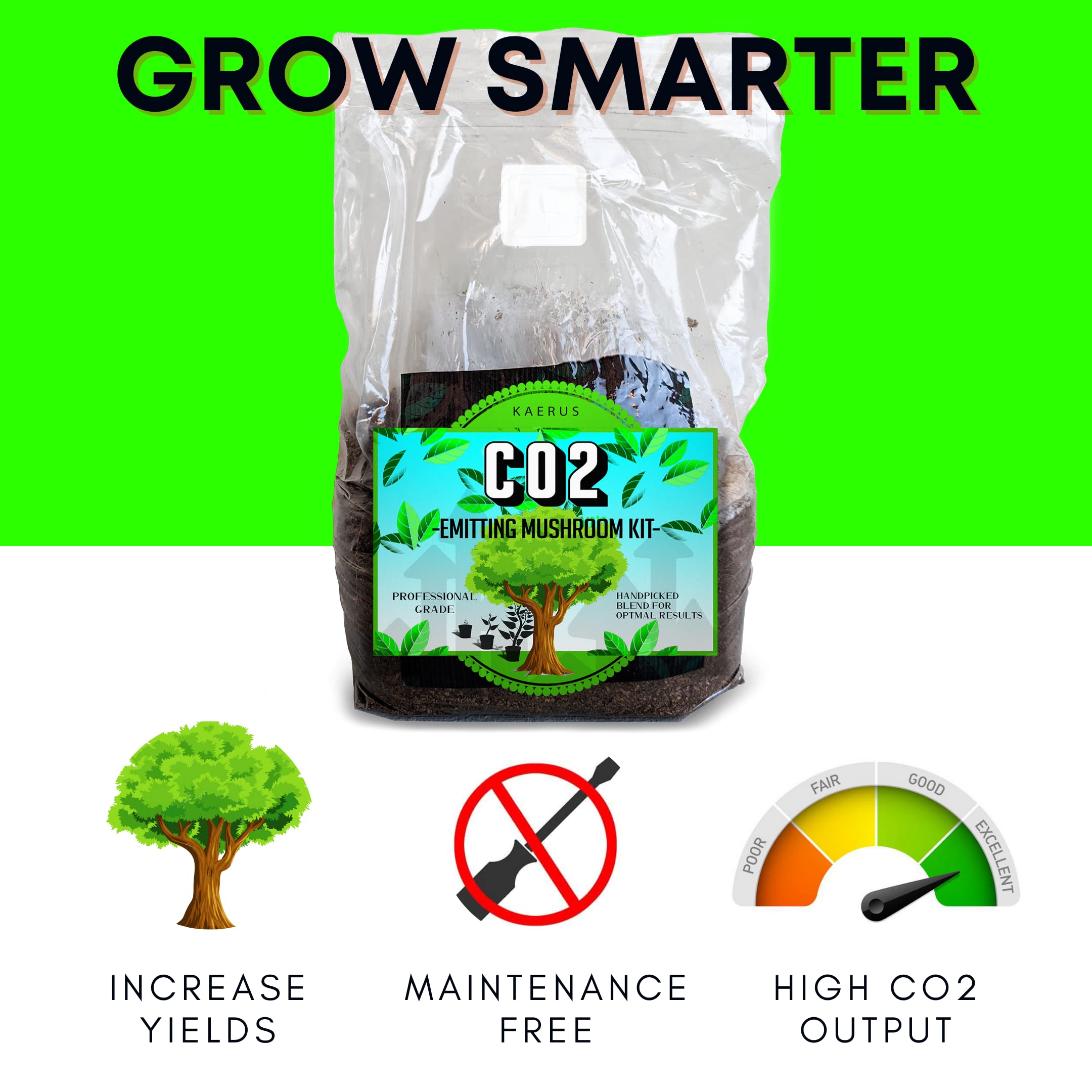 K A E R U S CO2 Bags for Grow Tent - Set and Forget Generator Plants | Mushroom Bag Booster, Great Indoor Growing Rooms Preactivated 5LB