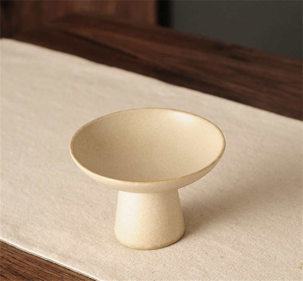 PNNERR High-footed Refreshment Tray Round Ceramic Plate Snack Tray Fruit Plate Salad Bowl Dessert Bowl ( Color : E , Size : 1pcs )