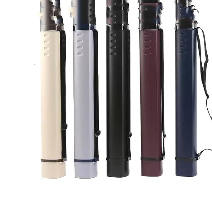 Retractable Portable Art Cylinder with Shoulder Strap Plastic Support for Document Art Images. Retractable Storage Tube. (Black)