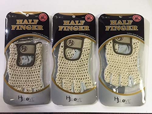 Half Finger Golf Glove, Ladies MED/LRG, fits on Left Hand, 3-Gloves Y