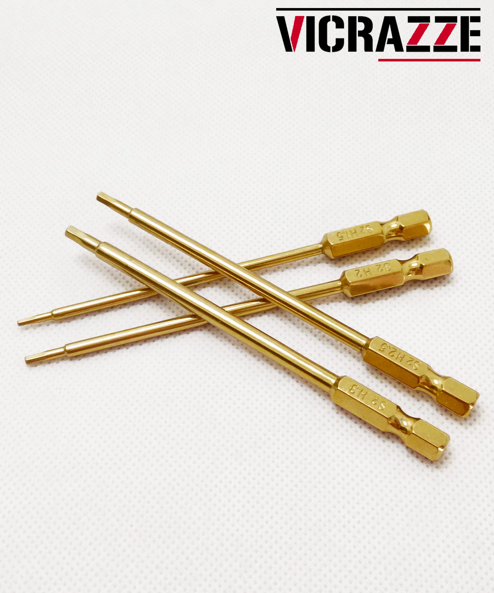 VICRAZZE RC Hex Bit Set 1.5, 2.0, 2.5 & 3.0mm Hex Head Allen Wrench Drill Bit S2 Steel 1/4" Hex Shank 100mm Long for Screwdrivers Bit Electric Screwgun Power Drill RC Repair Working Tools