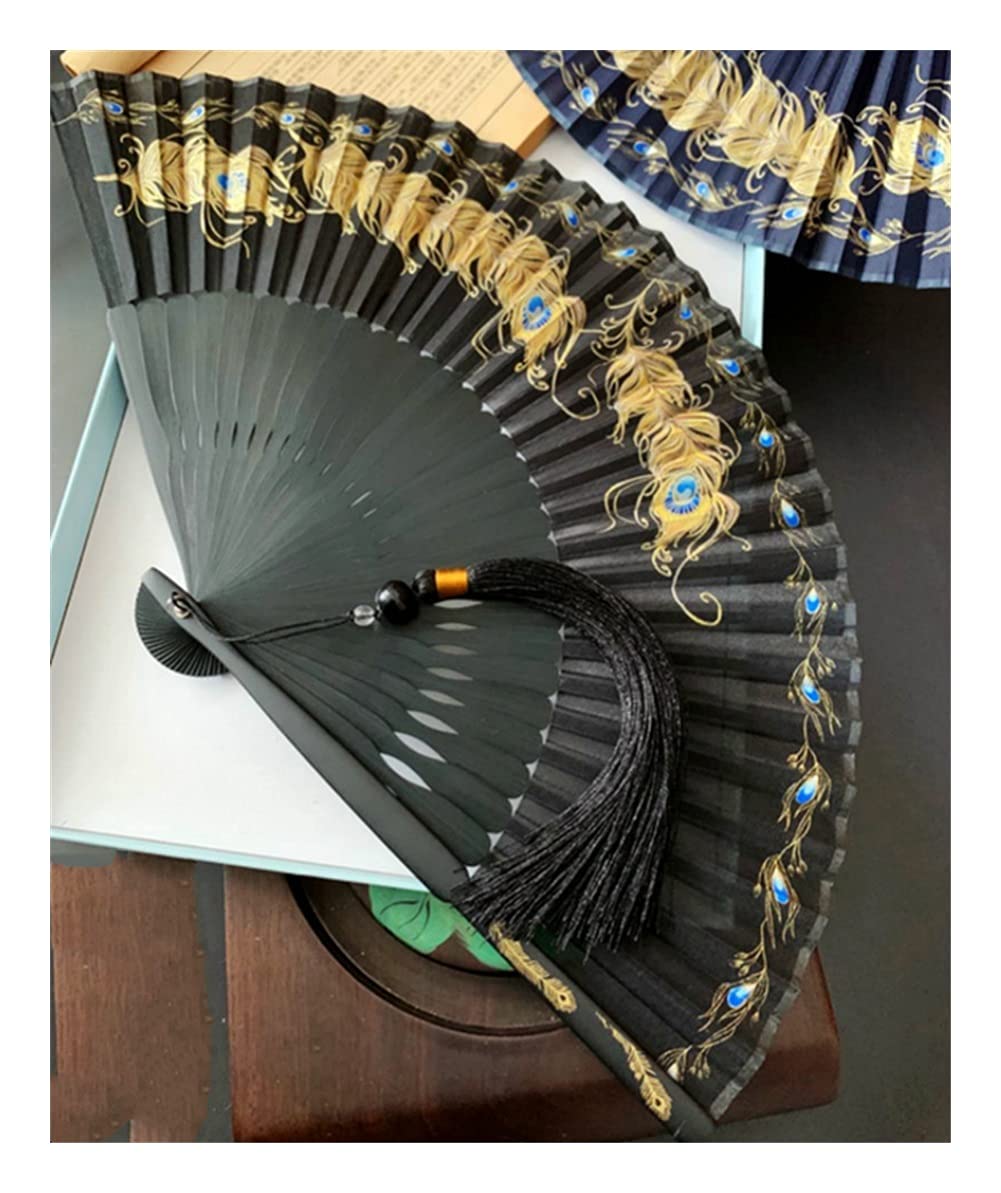 Folding Fan Chinese Classical Folding Fan Chinese Vintage Folding Bamboo Bronzing Fan Portable Handmade Chinese Hanfu Hand Fan Ventilador Fan (E)