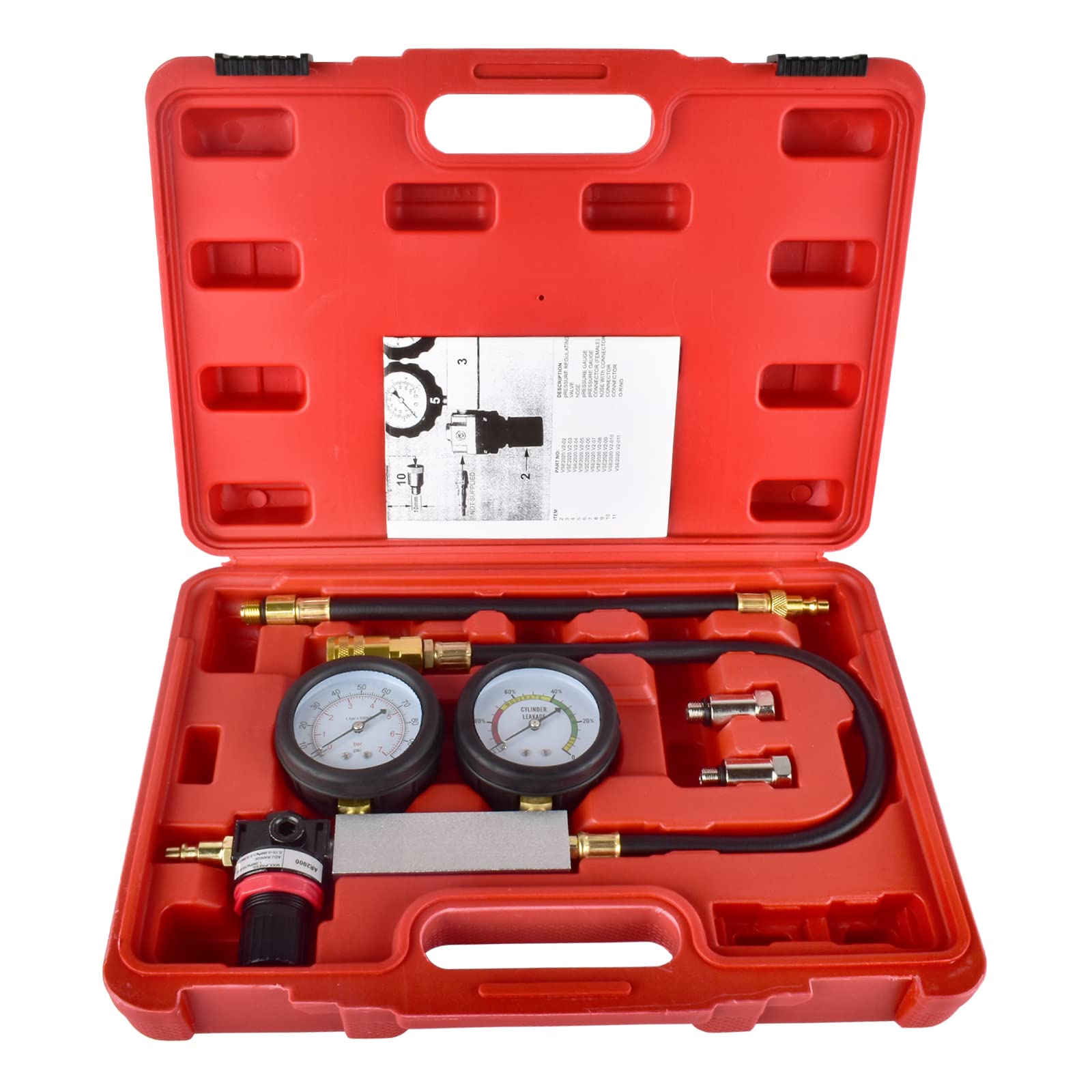 FAERSI Cylinder Leak Detector - Engine Compression Diagnosis Tester Kit - Cylinder Leakage Pressure Detector Test Set for Piston Ring, Valve, Head Gasket