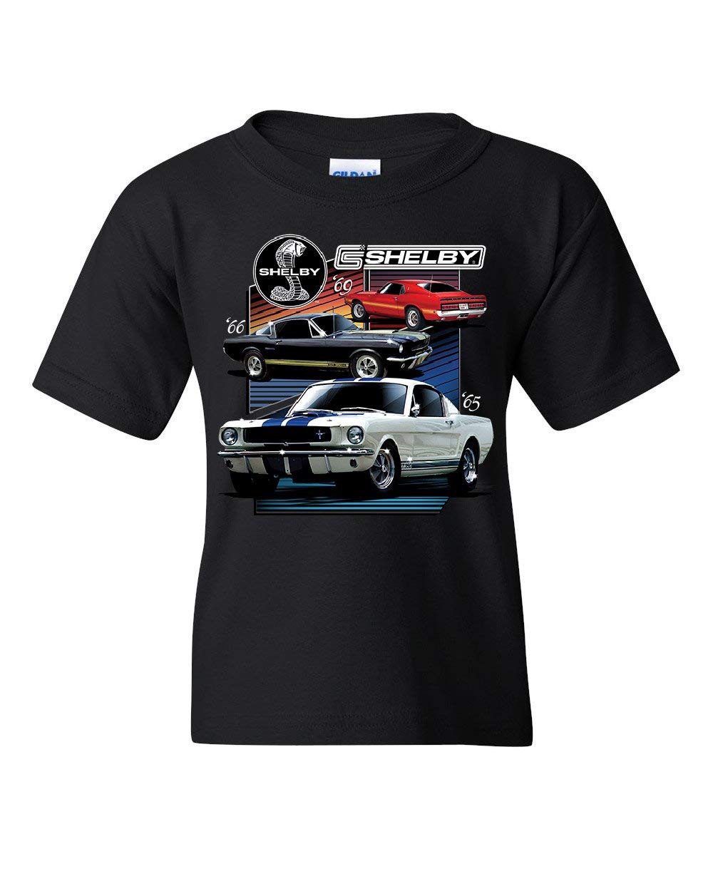 Ford Mustang Shelby GT350 GT500 Youth T-Shirt American Muscle Cars Kids Tee Black Small
