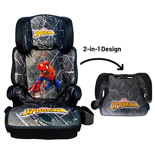 KidsEmbrace Marvel Spider-Man High Back Booster Car Seat, Spider-Man Grey Web