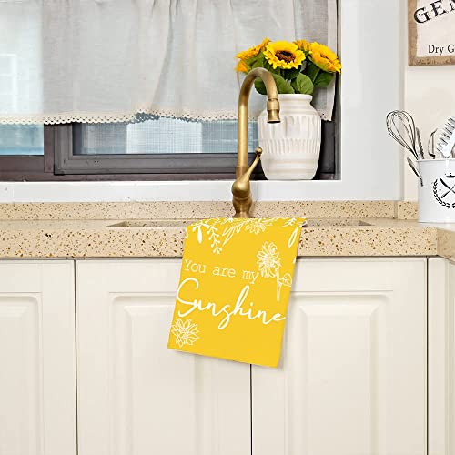 GEEORY Kitchen Towels for Summer Decor Sunflowers Mason Jar Dish Towels 18x26 Inch Ultra Absorbent Bar Drying Cloth Hand Towel for Kitchen Bathroom Party Home Decorations Set of 2