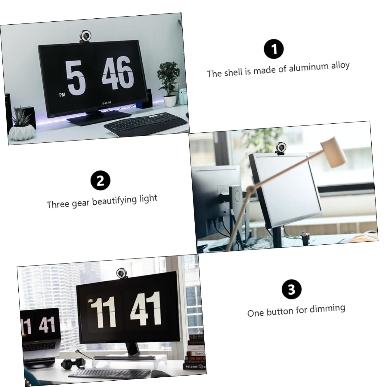 Hoement Camera Live Streaming Webcam 480p Webcam USB Recording Webcam Video Calling Webcam Desktop Computer Live Webcam Desktop Webcam with Microphone Aluminum Shell Laptop 1080p