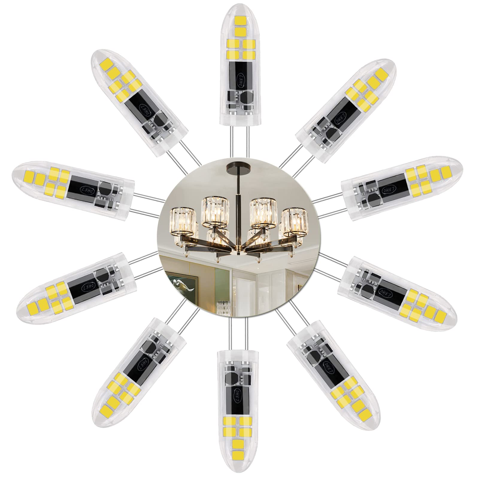 G4 LED Bulb 12V 6000K Daylight Replacement 20 Watts, AC/DC Bi Pin Light Bulbs Dimmable No Flicker for Under Cabinet Puck Light Landscape Lighting (Cool White) 10-Pack