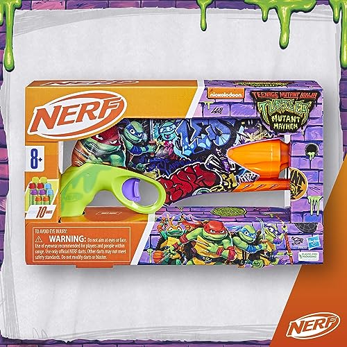 NERF Teenage Mutant Ninja Turtles Blaster, 10 Elite Darts, Toy Foam Blasters for 8 Year Old Boys & Girls & Up