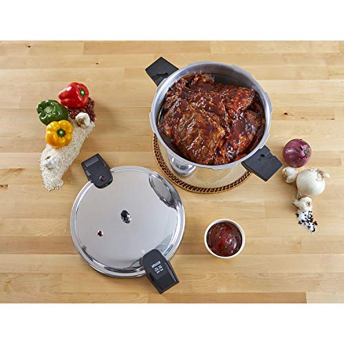 IMUSA USA A417-80807 16Qt Jumbo Stovetop Pressure Cooker with Regulator and Side Handles, Silver