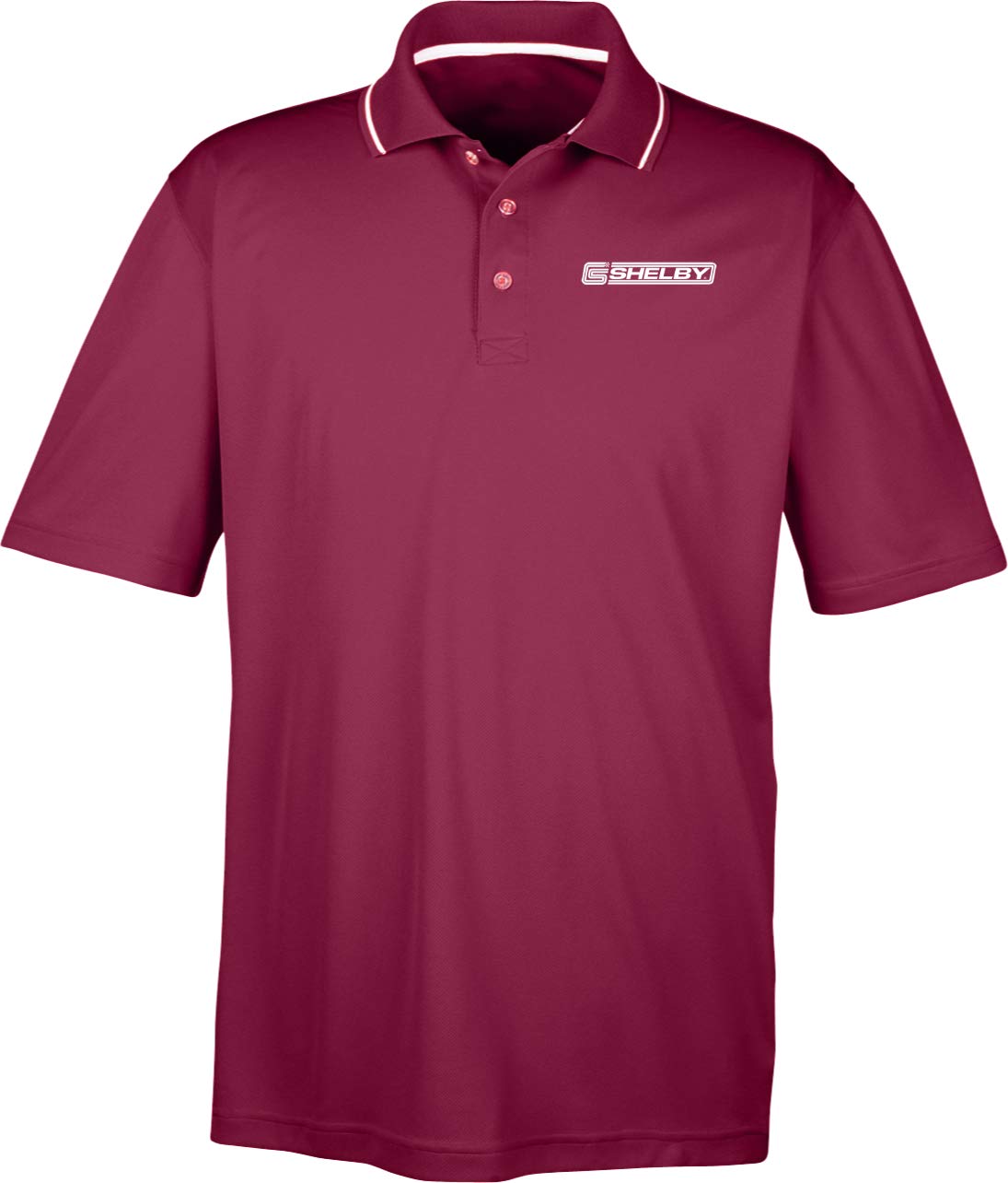 Ford Mustang Shelby Crest Pocket Print Two Tone Polo, Maroon Medium
