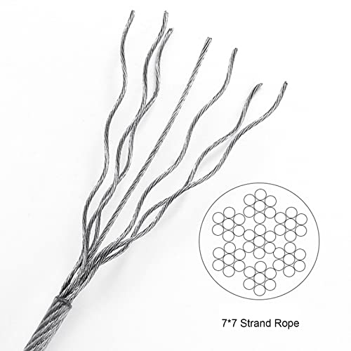 Vousile 50ft Clothesline Outdoor, 50' Stainless Steel Clothesline Wire Kit Heavy Duty Clotheslines Rope for Camping Travel Drying