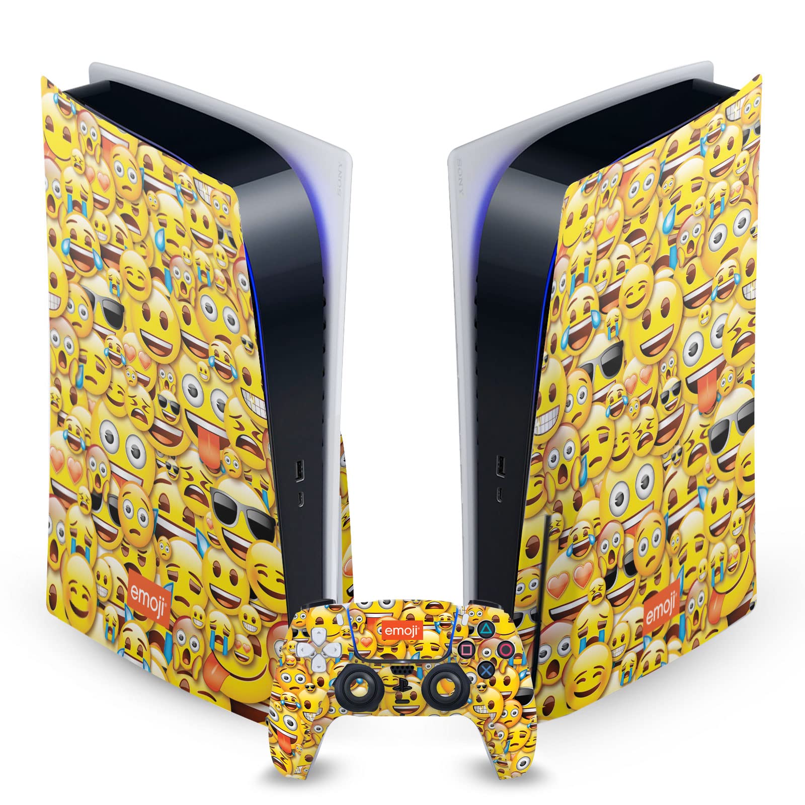Head Case Designs Officially Licensed Emoji Smileys Art Patterns Vinyl Faceplate Sticker Gaming Skin Case Cover Compatible with Sony Playstation 5 PS5 Disc Edition Console & DualSense Controller