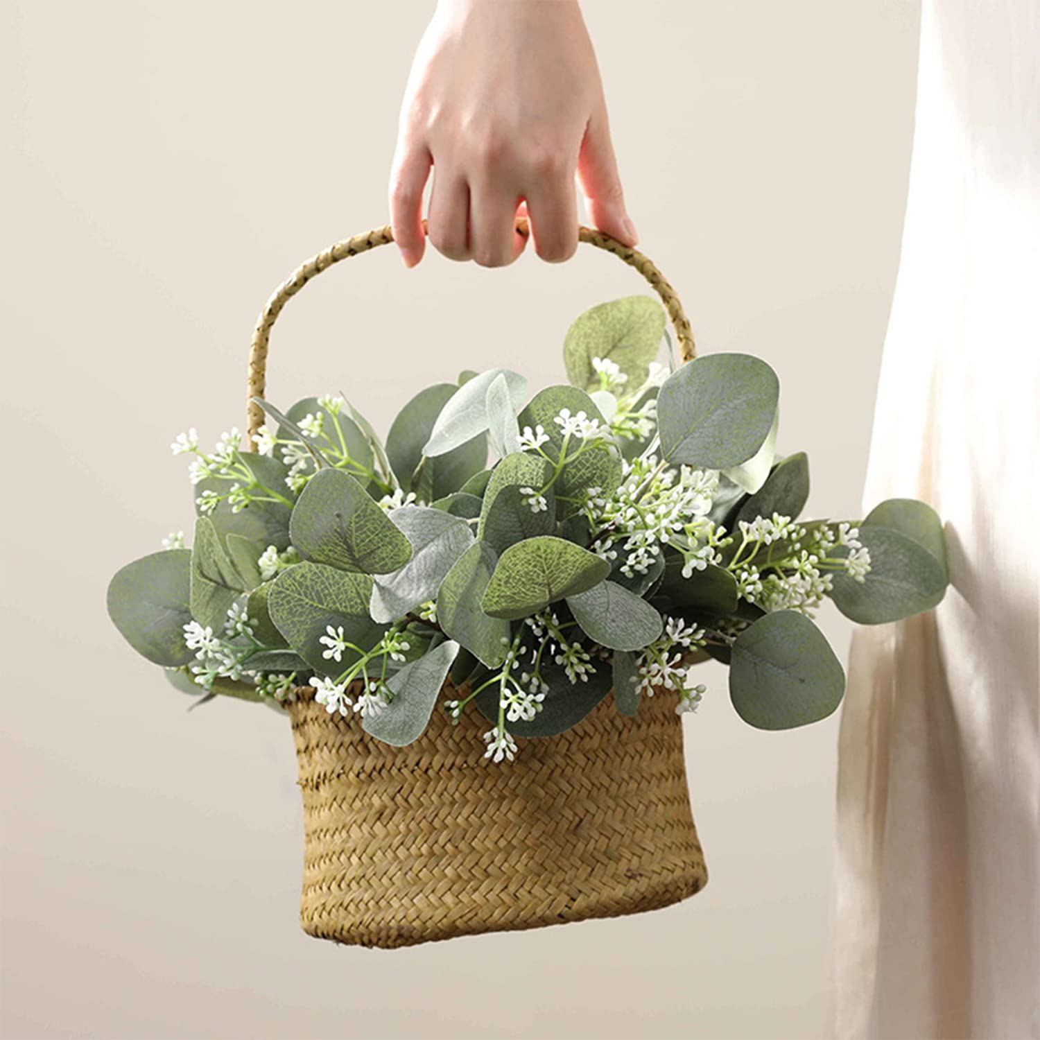 LECUNE Artificial Eucalyptus Bouquet, Leaf Faux Greenery Leaves for Wedding Party, Flower Floral Arrangement, Fall Decor, Garden Home Décor