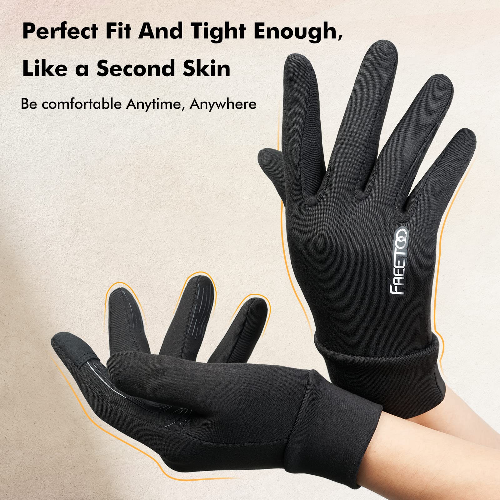 FREETOO Lightweight Running Gloves 2023 Newest, Flexible Touchscreen Winter Gloves Liners for Men Women - Thin Cold Weather Warm Gloves for Driving Cycling & Sporting, 5 Sizes