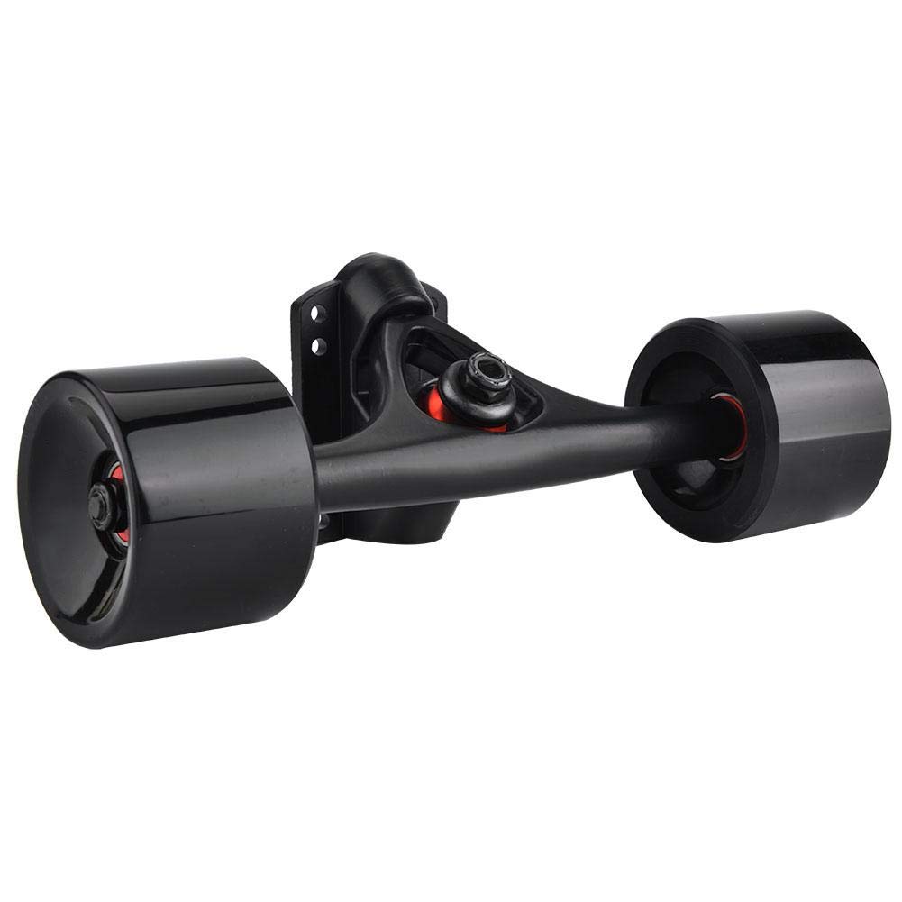 Fafeims 2pcs/Set 10.24in Skateboard Longboard Truck Combo Set with Wheel Riser Pad Bearing Hardware Accessory (Black Shaft Black Wheel)