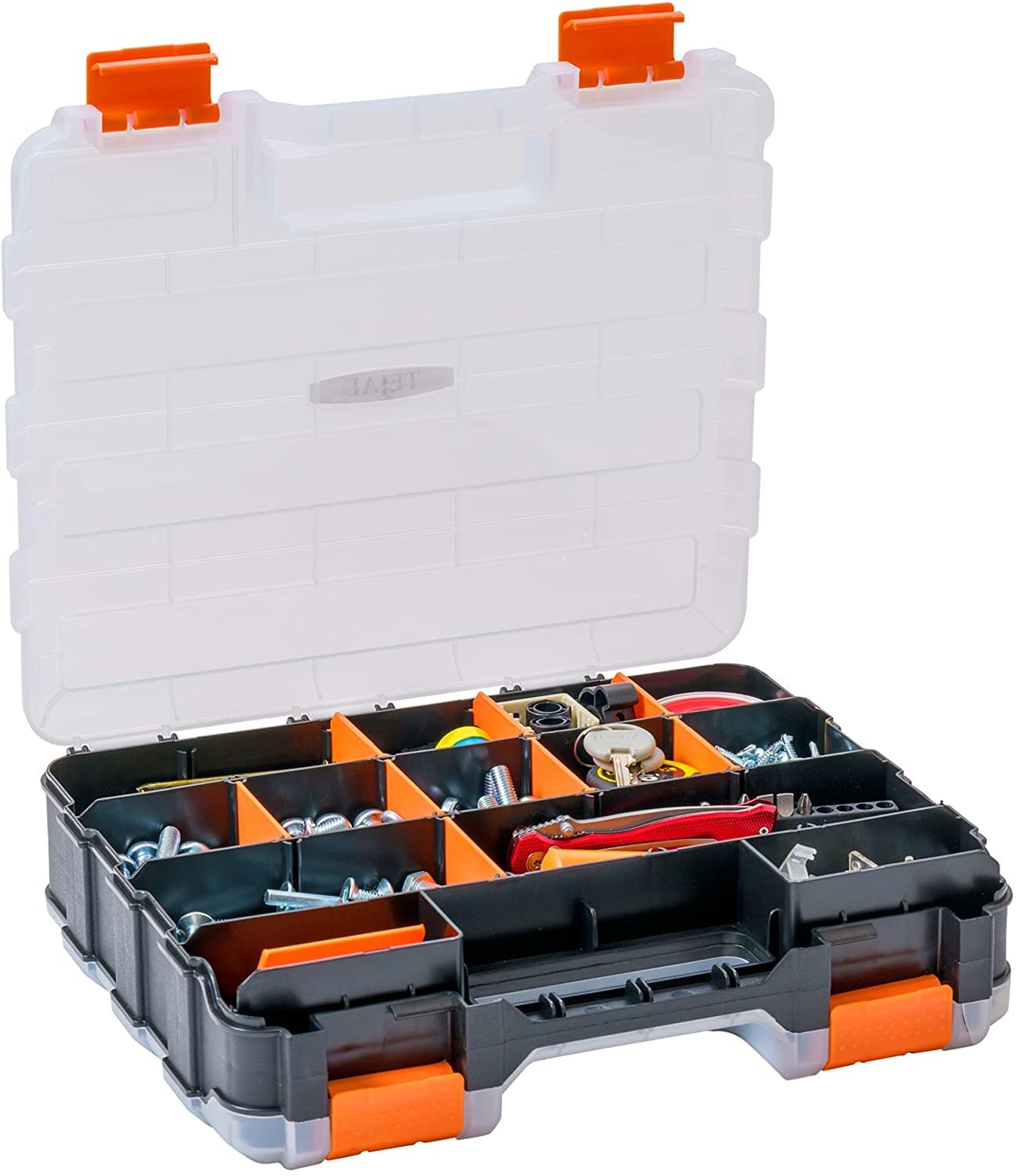 Hn with Yn Double-sided tool storage box, screw organizers and storage bins, small parts organizer box, suitable for storing screws, nuts and Fishing Lures Baits Fishing Hooks other small tool boxes