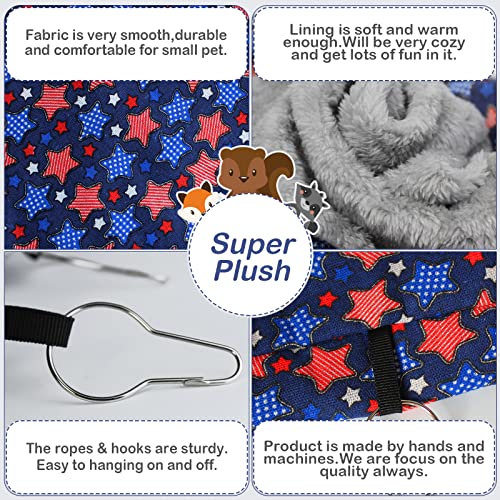petonfun Ferret Rat Hammock Set Guinea Pig Hideout Bed,Soft Hamster Toys Hanging Tunnels and Tubes,Plush Small Animal Pet Chinchilla for Cage Accessories Hide,Play and Sleep,2 Pack,Blue Star
