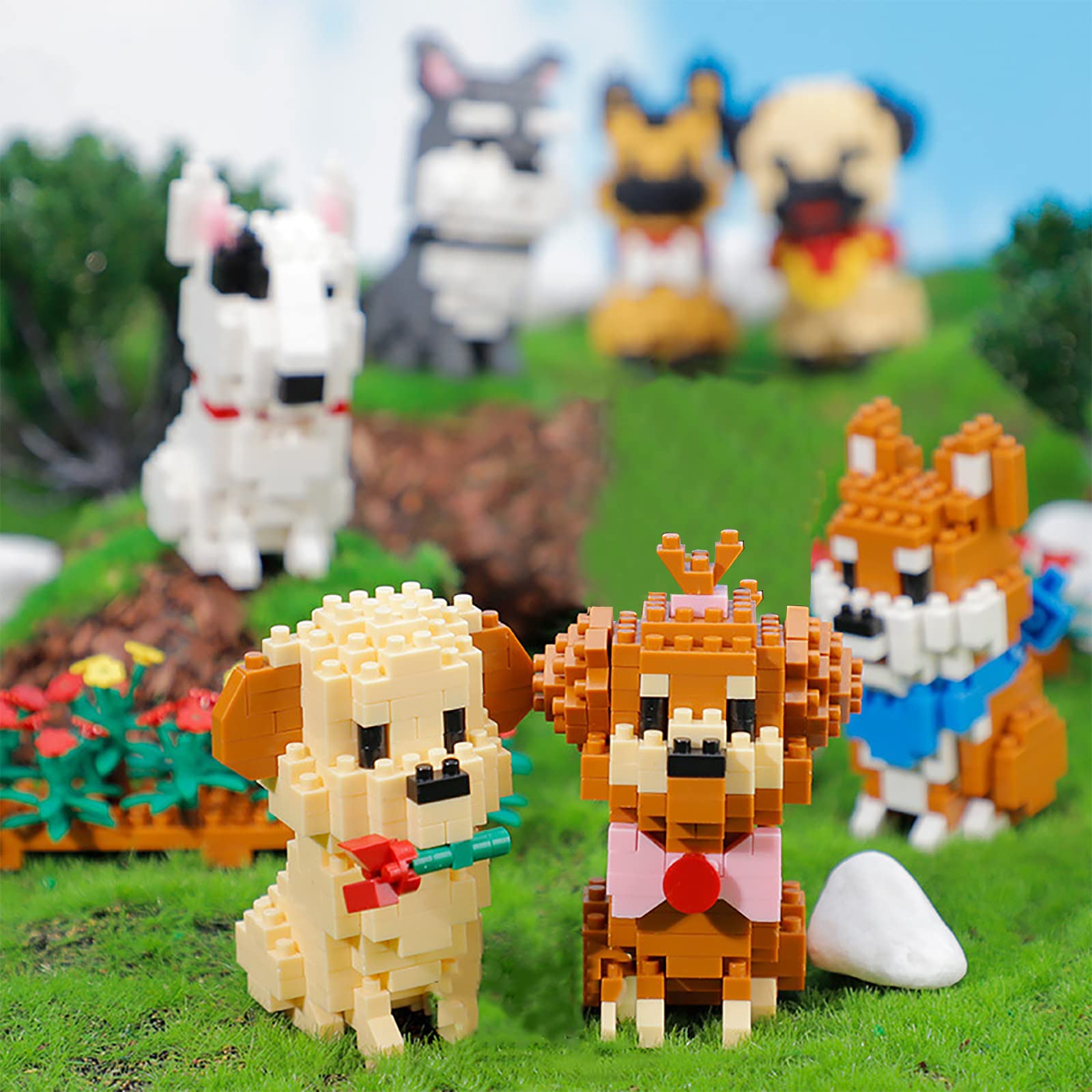 Larcele Micro Dog Building Blocks Set, DIY Mini 3D Building Toy Bricks,199 Pieces KLJM-08 (French Bulldog)