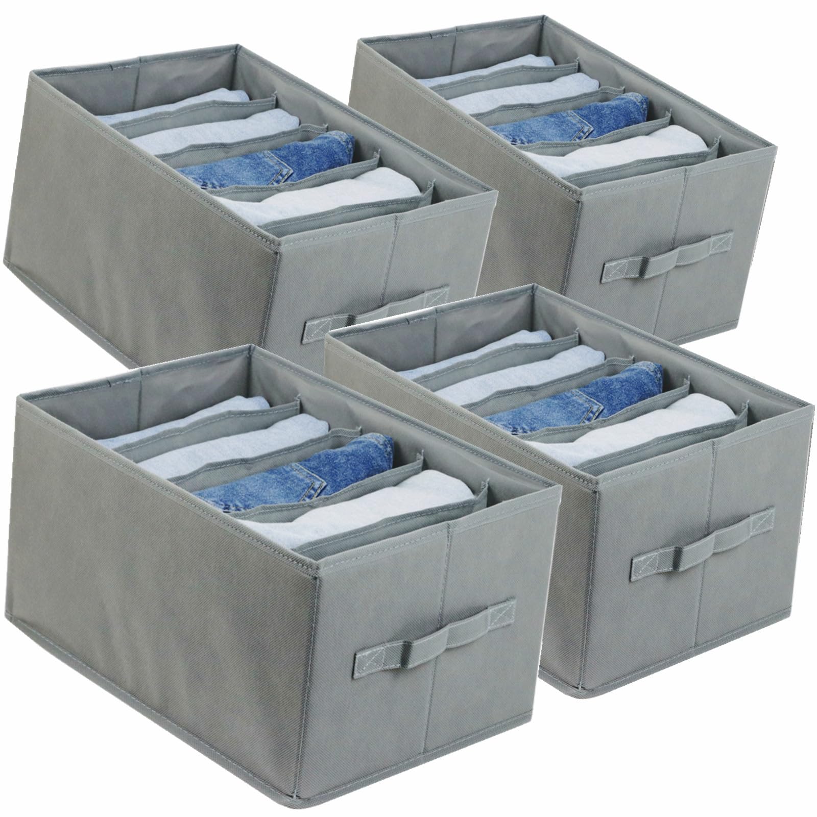 Fordonral 4PCS Clothes Organizer 5 Large Compartments, Sturdy Clothing Organizers and Storage for Closet Organizer System, Drawer Organizers for Jeans, Shirt, Sweaters, Foldable Clothing Storage