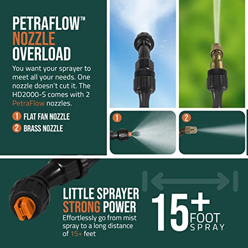 PetraTools Battery Powered Sprayer, Electric Sprayers in Lawn and Garden with Easy-to-Carry Strap, Weed Sprayer, Electric Sprayer & Yard Sprayer with Ultra Long-Lasting Battery Life (2 Gallons)