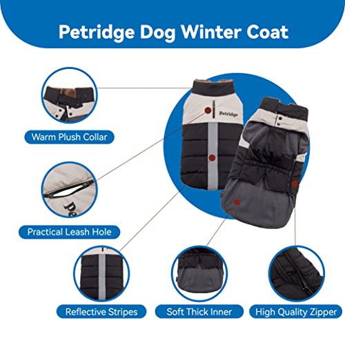 Petridge Dog Coat Cold Weather Jacket Warm Winter Clothes for Medium Large Dogs (Navy 65)