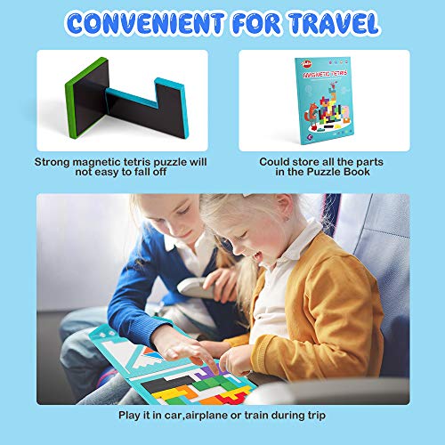 VATOS Puzzle Brain Teasers Magnetic Tangram Jigsaw Toys Magnet Drawing Board Intelligence Colorful 3D Russian Blocks Game STEM Educational Gift for Kids Boys Girl Age 3 4 5 6+ Year Old (47 Pcs)
