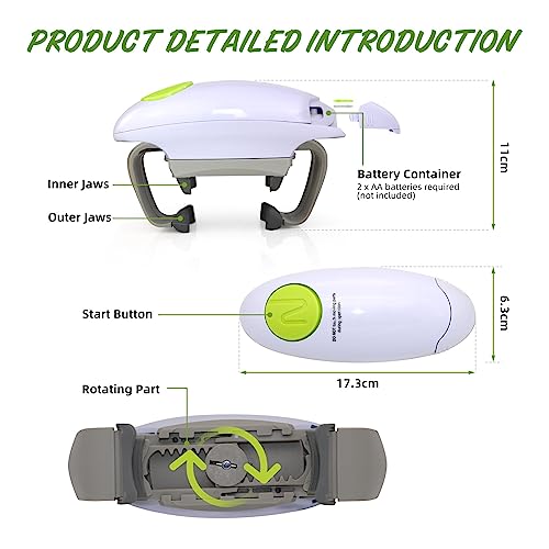 Homelet Electric Jar Opener for Weak Hands Automatic Powerful Effortless Bottle Jar Opener Hand Free Prime Unique Kitchen Gadget for/Arthritics/Senior/Women/Chef Lid Gripper for All Size Caps