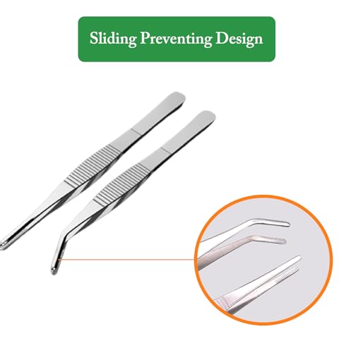 PHYPOBLE 5Pcs Reptile Supplies Set, Include a Reptile Feeding Tongs, Two Stainless Steel Tweezers, Mini Dustpan, Brush and Leave for Hamsters, Turtle, Chameleon, Snake, Spider and Other Small Animals