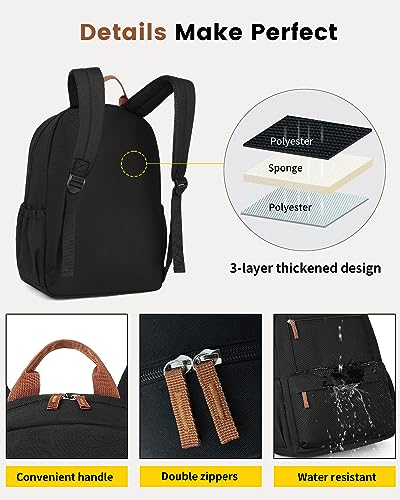 Vorspack Backpack for Men and Women - Lightweight Backpack Classical Basic Bookbag with Multi-pockets Casual Daypack for College Workplace Travel - Black