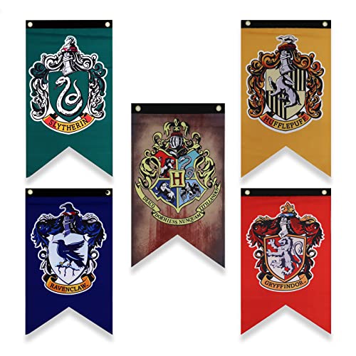 Harry Gift Potter Wall Banner 50" x 30" Birthday Party Supplies Backdrop Flags Boys Girls Birthday Decoration Wizard School Birthday Decoration 5 Piece Set