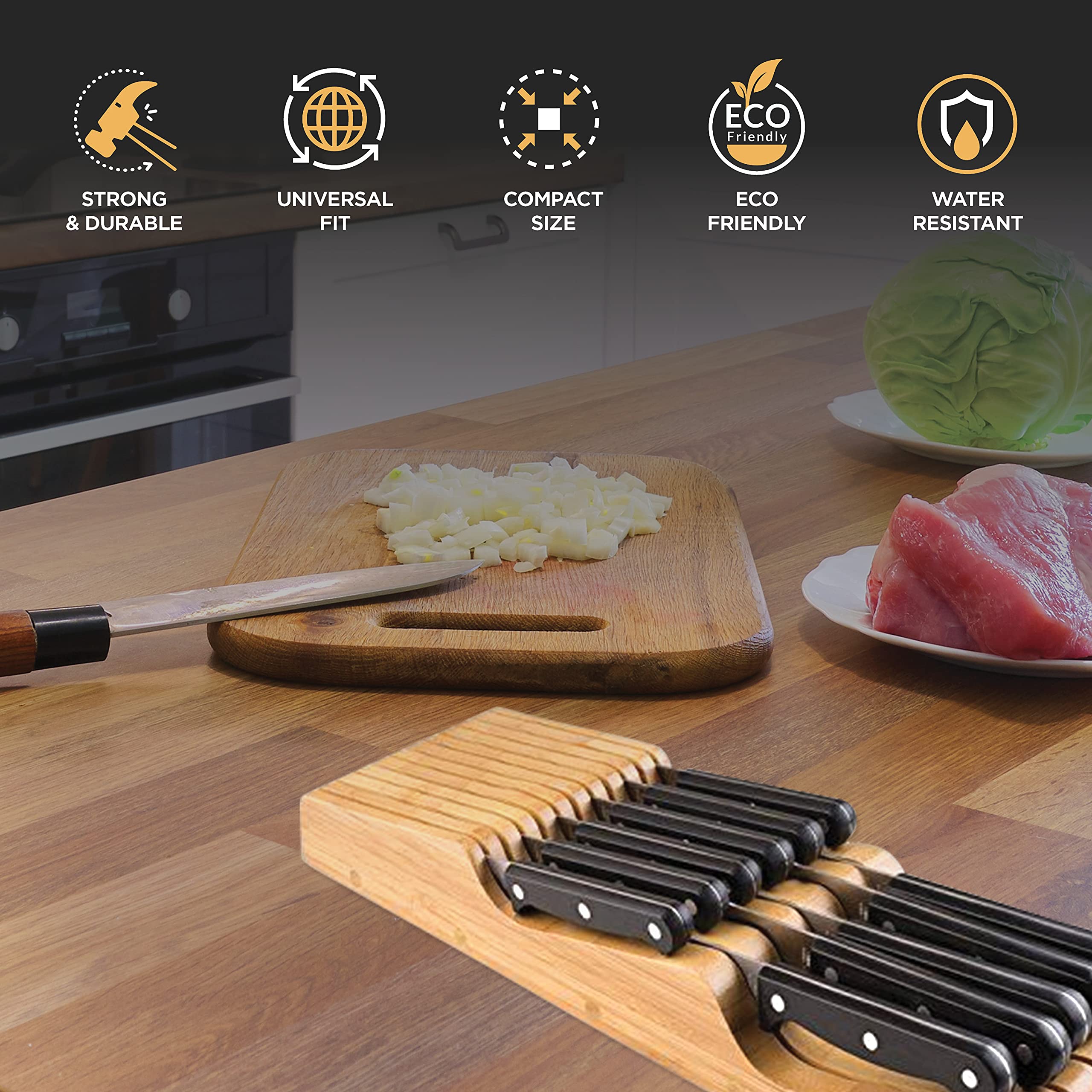 In-Drawer Knife Block Organizer and Food Grade Mineral Oil