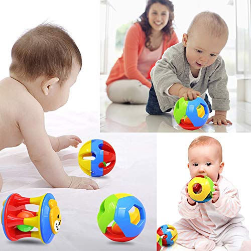 FOREAST 3 Pcs Baby Rattle Ball Toys Colourful Shaking Bell Developmental Rolling Balls Newborn Handbells Infant Gift