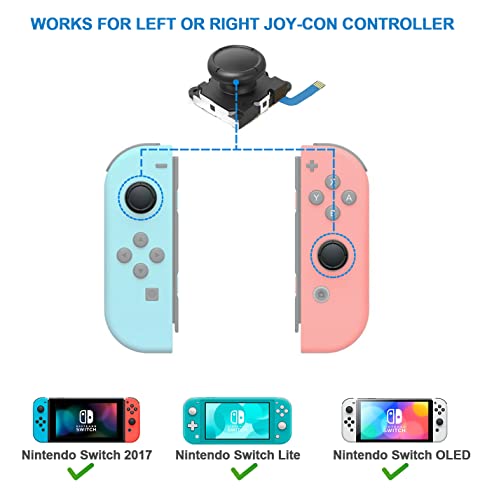 Veanic Replacement Joystick Analog Thumb Stick Repair Kit for Nintendo Switch/Switch OLED Model/Switch Lite Joy-Con Controller - Include Y1.5, Cross Screwdriver, Pry Tools + 2 Thumbstick Caps