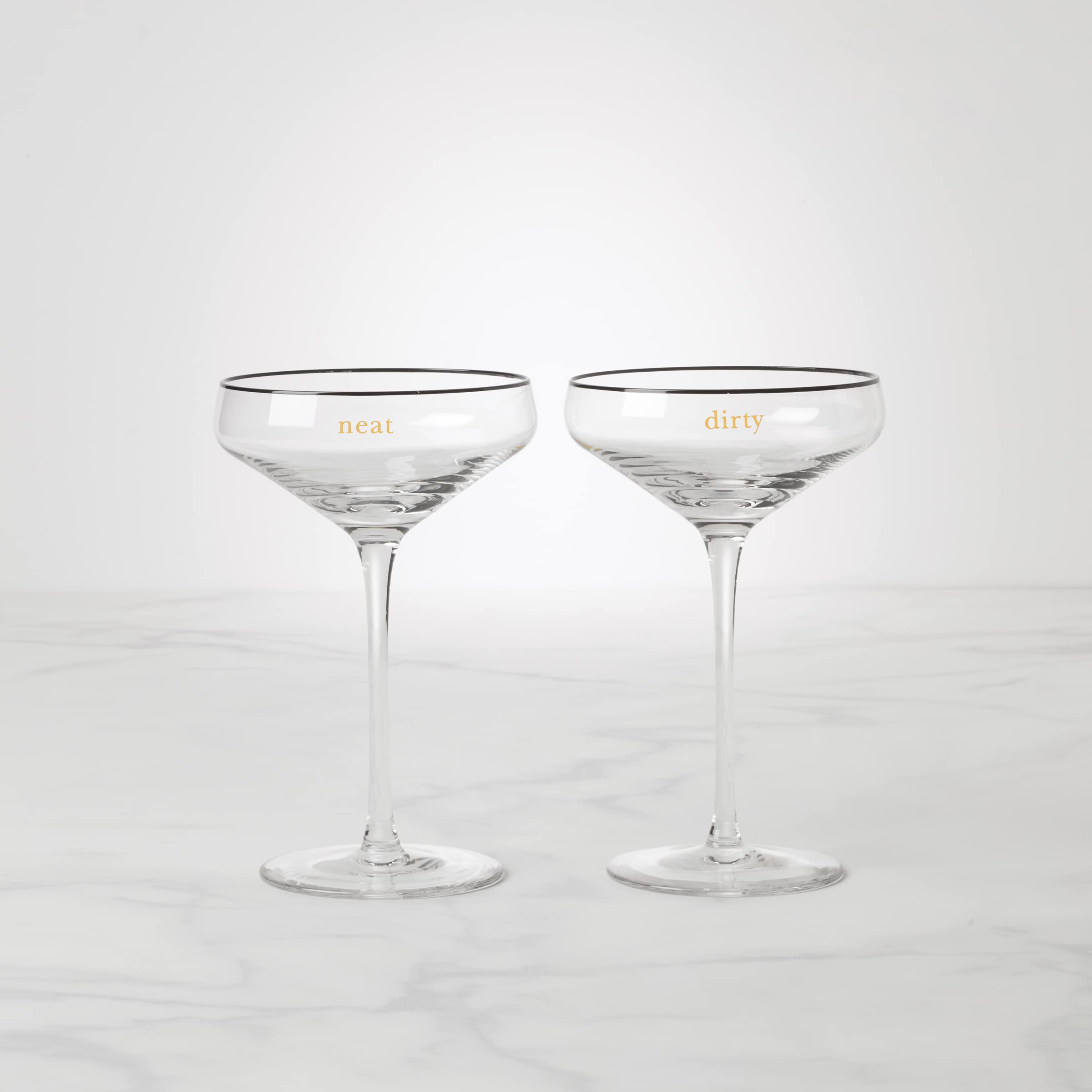 Kate Spade New York Cheers to Us Dirty & Neat Martini Glasses, 0.88, Clear