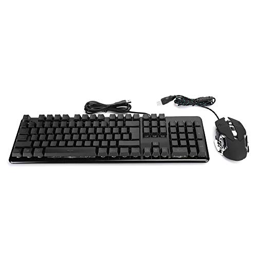 Pomya USB Keyboard Mouse Set, Gaming Keyboard with Backlight Effet with Mouse 800 1200 1600dpi Adjustable Universal for All System