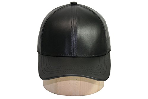 Emstate Cowhide Leather Unisex Adjustable Baseball Cap Made in USA (Black)