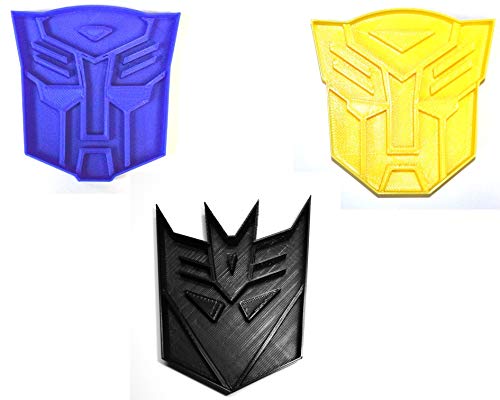INSPIRED BY TRANSFORMERS THEME SET OF 3 COOKIE CUTTERS MADE IN USA PR1004