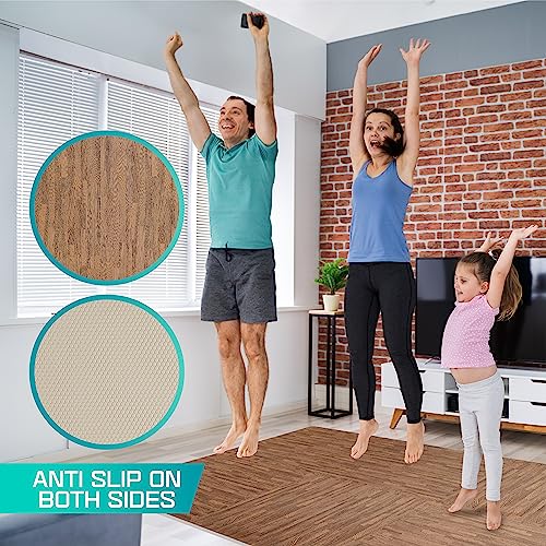 Yes4All Interlocking Floor Mats with Border – Foam Floor Mats/Gym Floor Mats with EVA Interlocking Tiles (12 Square Feet – Oak Wood Dark – 12 Tiles), 12 Count (Pack of 1)