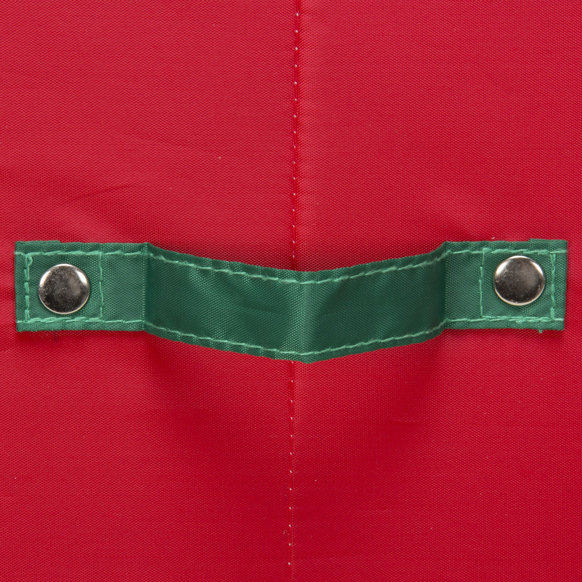 Household Essentials 530RED Holiday China Storage Chest with Lid and Handles | Storage Bin for Small Saucer Plates | Red Canvas with Green Trim