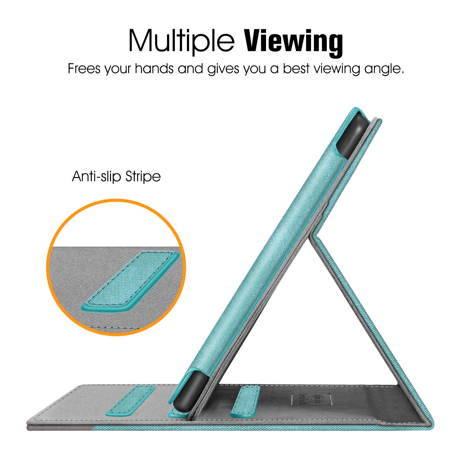 Fintie Case for Amazon Fire HD 10 Tablet (Compatible with 7th and 9th Generations, 2017 and 2019 Releases) - [Multi-Angle Viewing] Folio Stand Cover with Pocket Auto Wake/Sleep, Turquoise